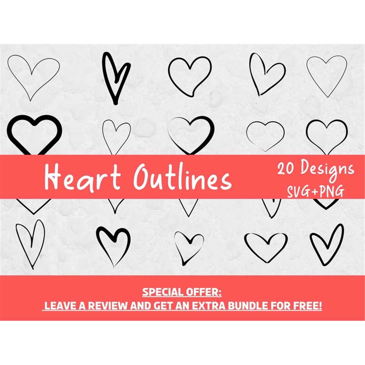 Heart Outline Svg Bundle, Heart SVG, Svg Files for Cricut, H | Inspire ...