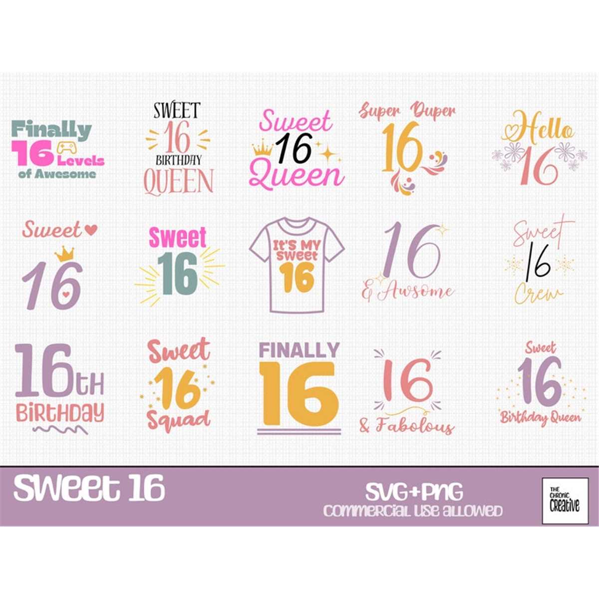 Sweet Sixteen SVG Bundle, Sweet Sixteen Cut Files, SVG files | Inspire ...