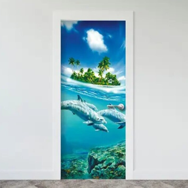 Wood Door Sticker Vinyl Door Decor Peel and stick Door Decal | Inspire ...