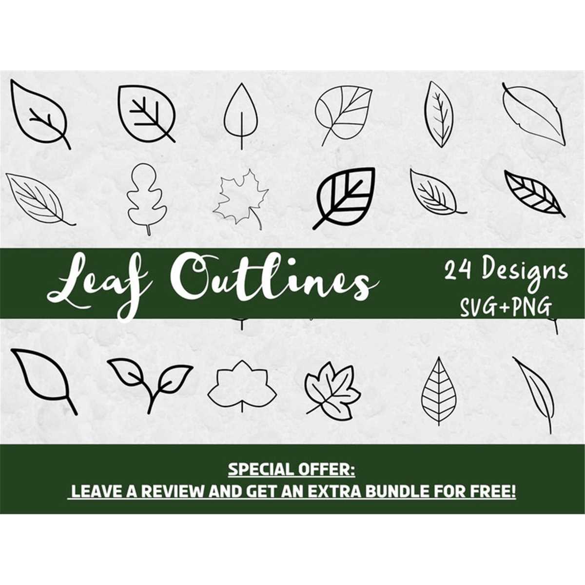 Leaf Svg Bundle, Outlined Leafs, Svg Files for Cricut, Leaf | Inspire ...
