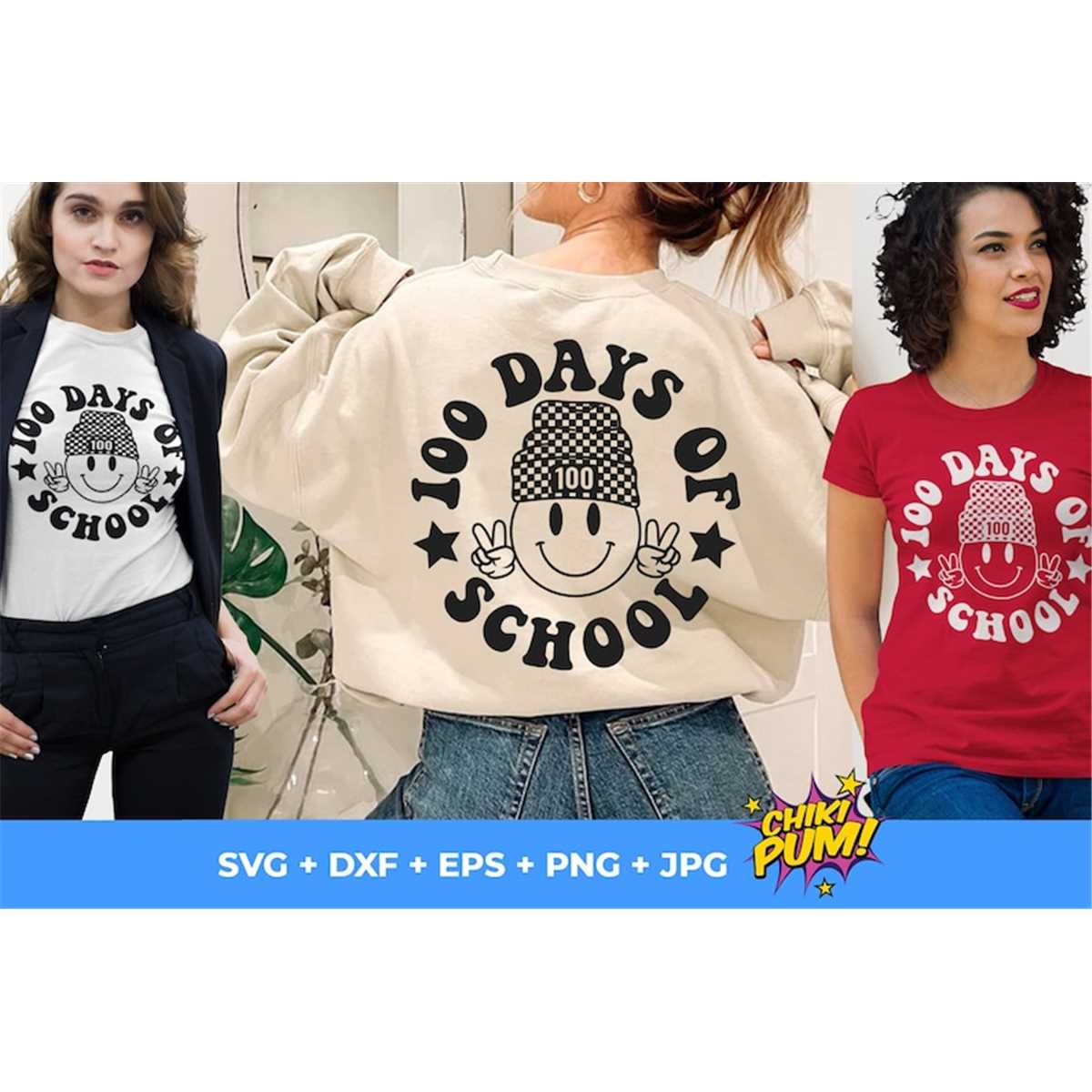 100 days of school SVG, Happy 100 days SVG, Retro Groovy Smi | Inspire ...