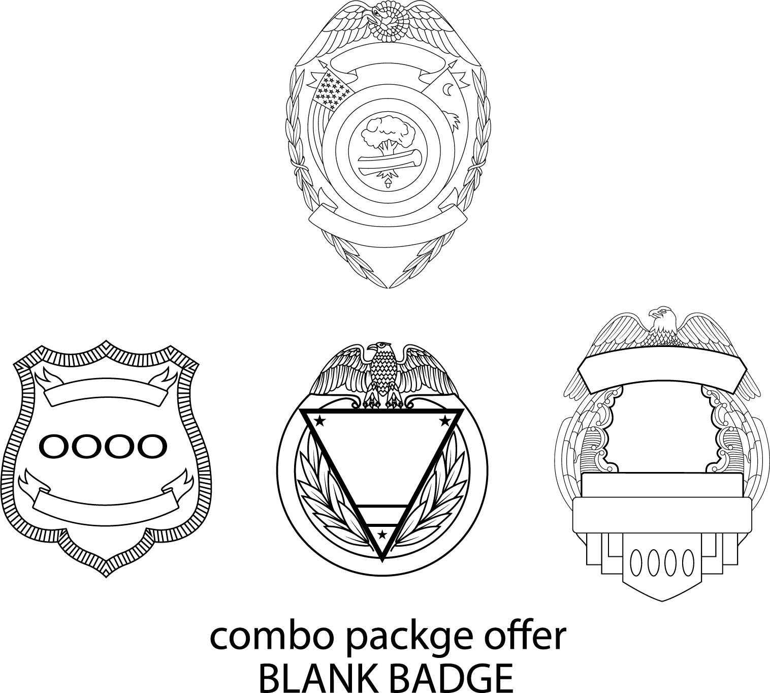 BLANK BADGE COMBO PACKGE OFFER VECTOR FILE Black white vecto | Inspire ...