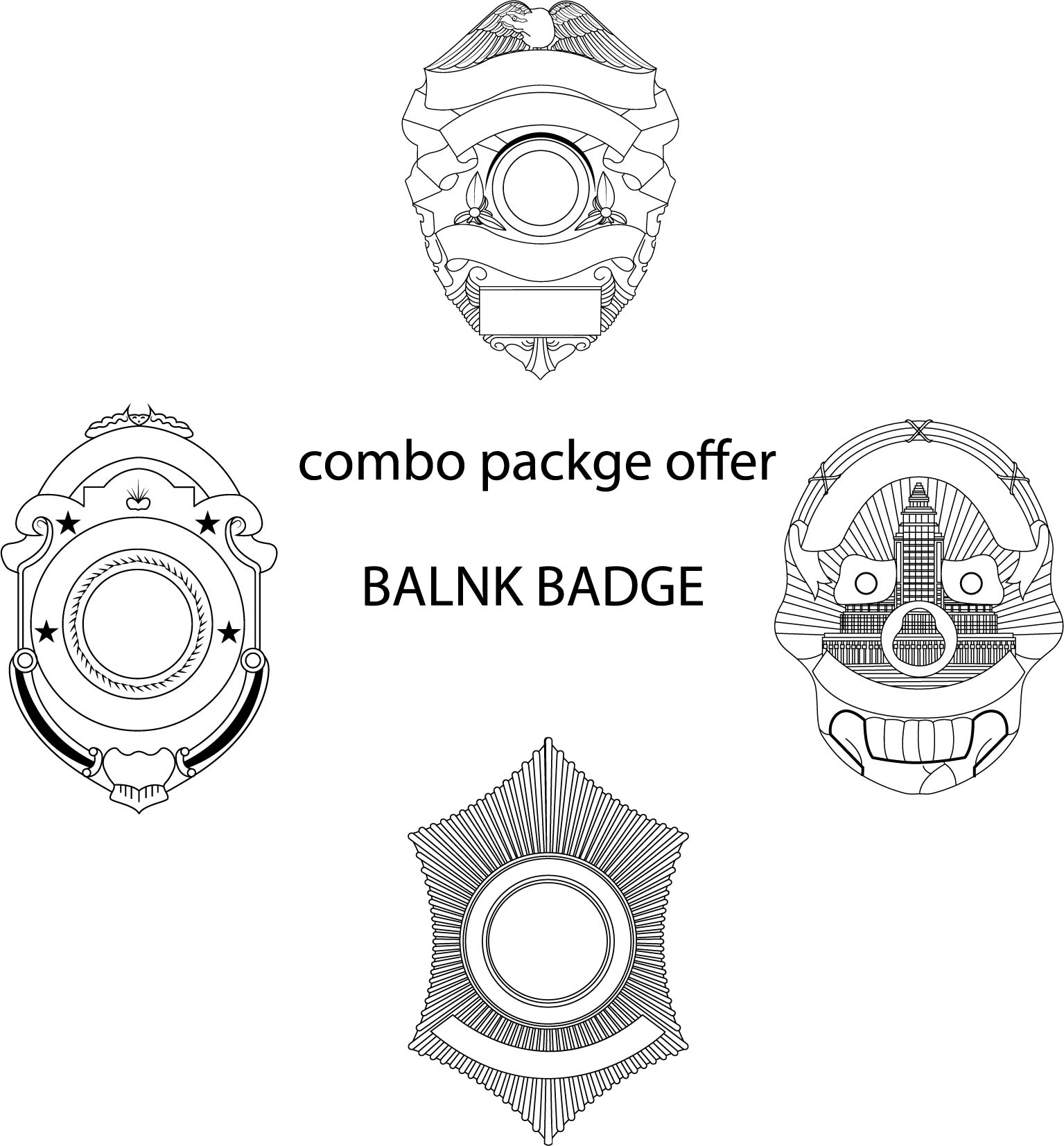 blank badge combo packge offer vector file 1 Black white vec | Inspire ...
