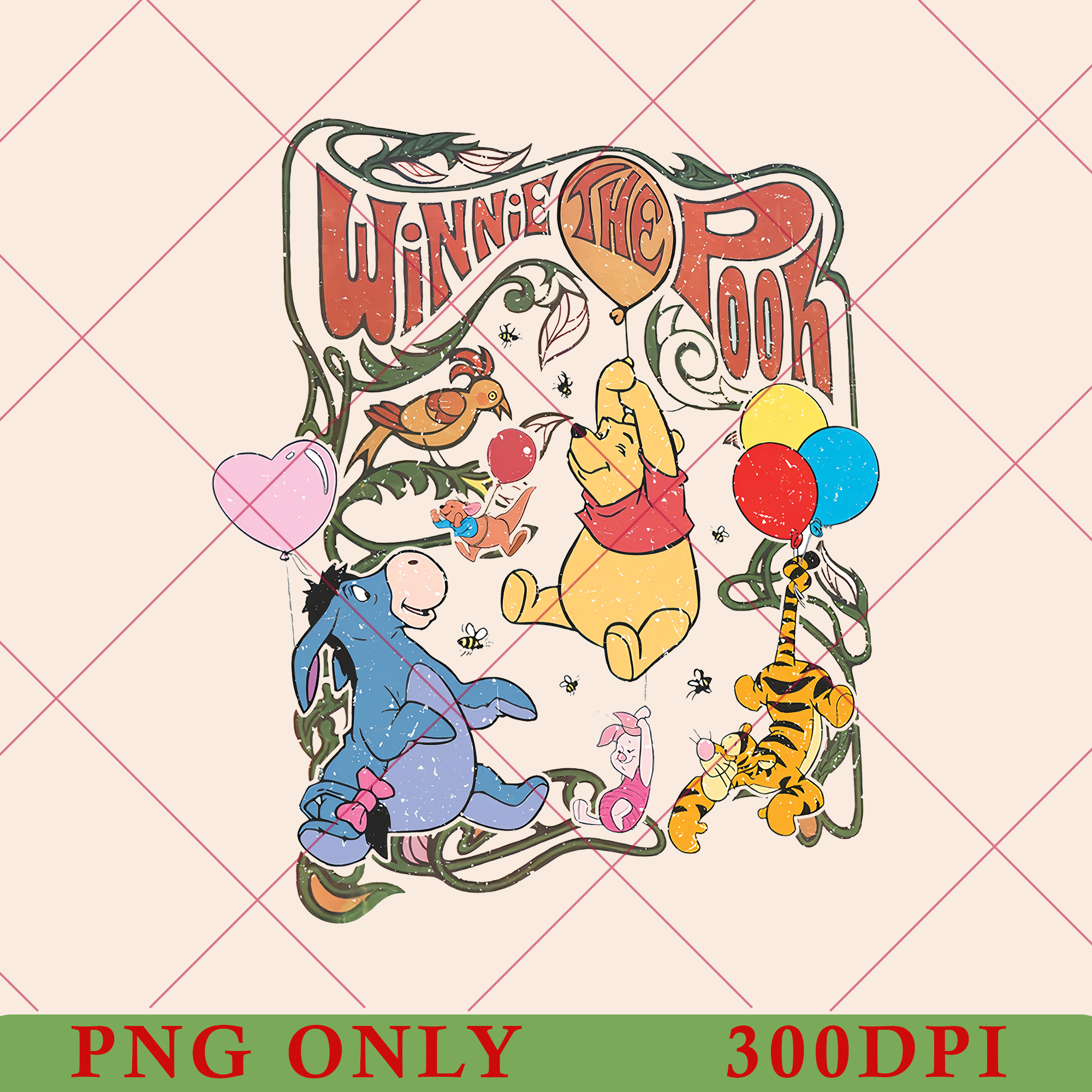 Vintage Winnie The Pooh PNG, Retro Winnie Pooh and Friends P - Inspire ...