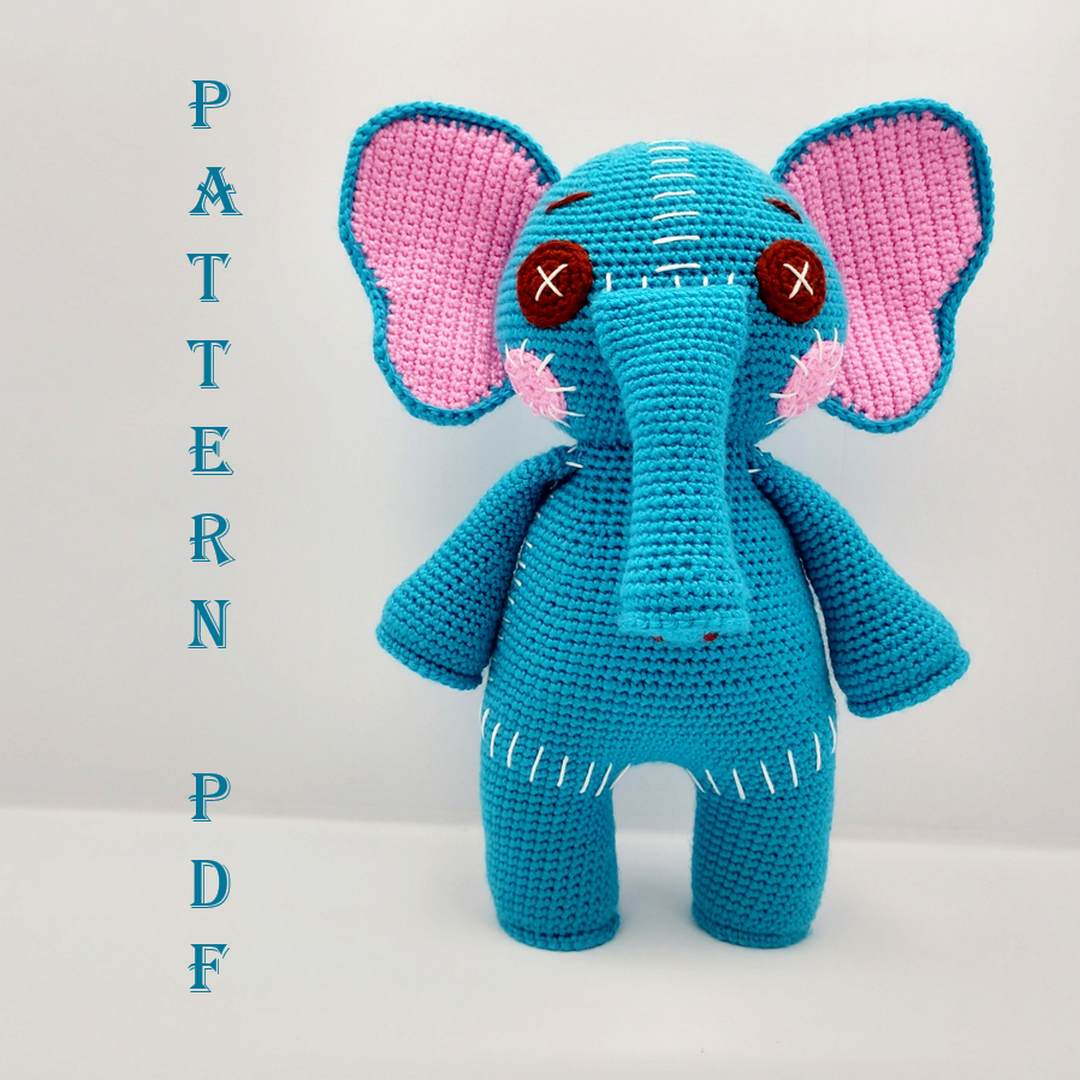 Blue Elephant amigurumi crochet pattern | Inspire Uplift