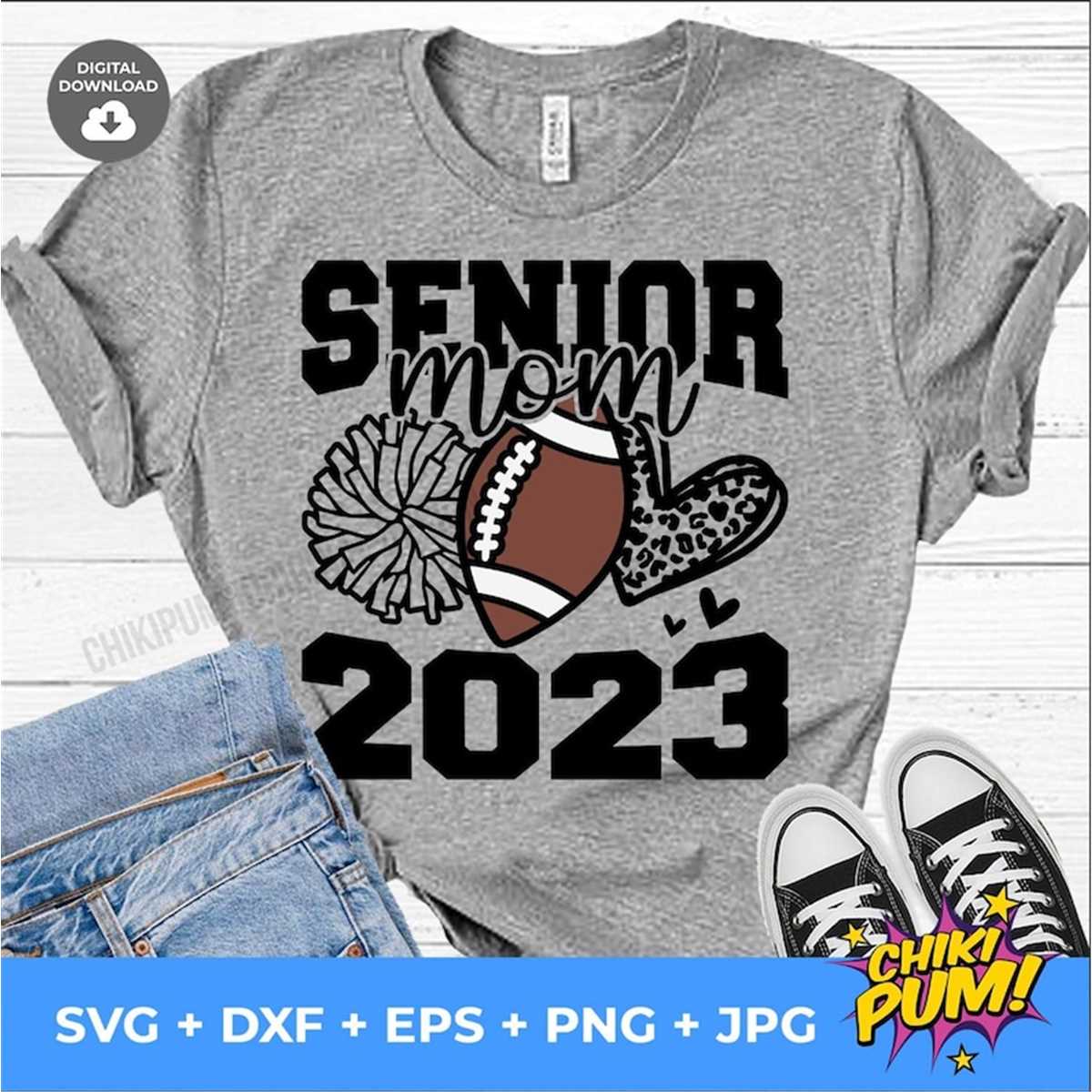 Senior Football Mom 2023 Svg Graduation Shirt Svg Leopard Inspire