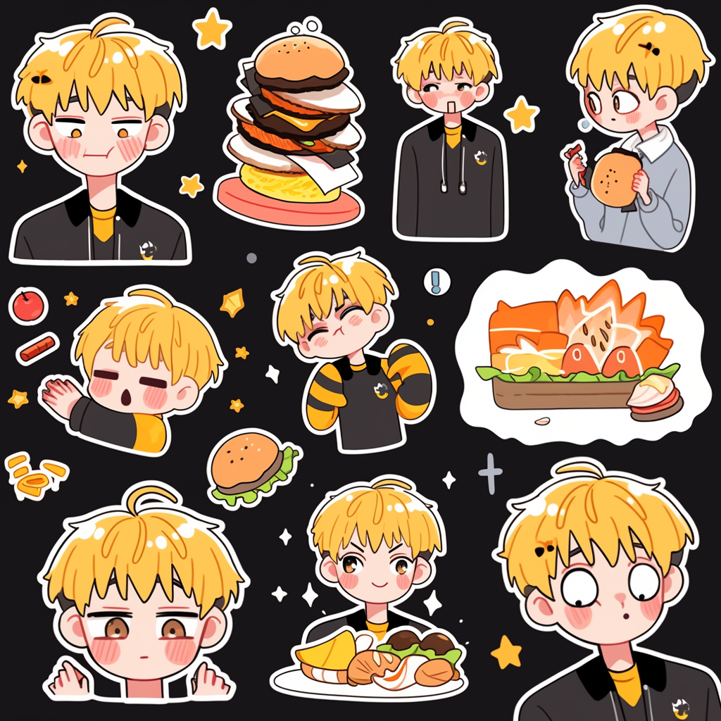 Sticker pack of teen boy, digital sticker, anime - Inspire Uplift