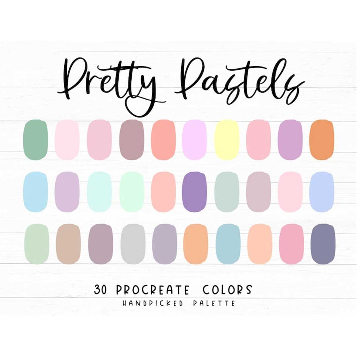 Pretty Pastel Procreate Color Palette, 30 pastels color swat | Inspire ...