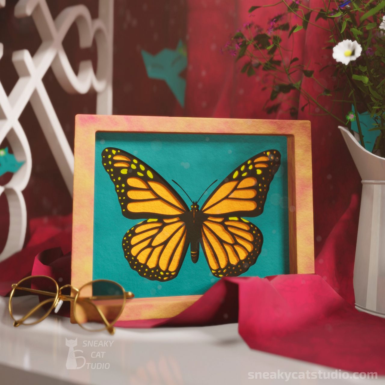 Monarch butterfly - Light box template (Digital SVG PDF) | Inspire Uplift