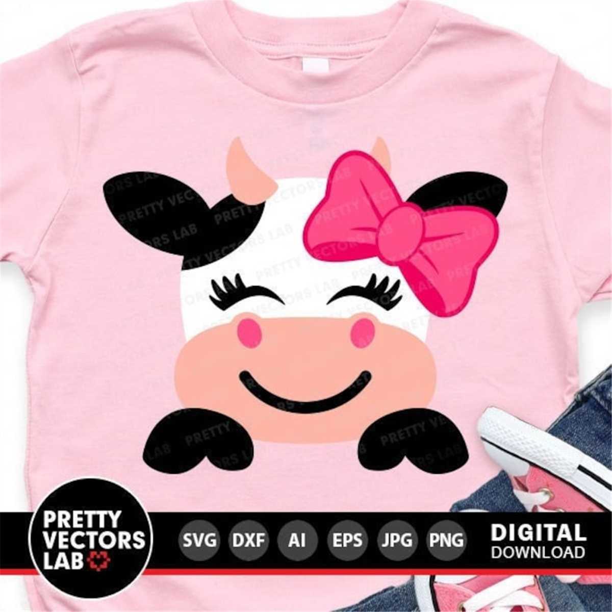 Cow Svg, Cow Face Cut Files, Kids Svg, Farm Animal Svg Dxf E | Inspire ...
