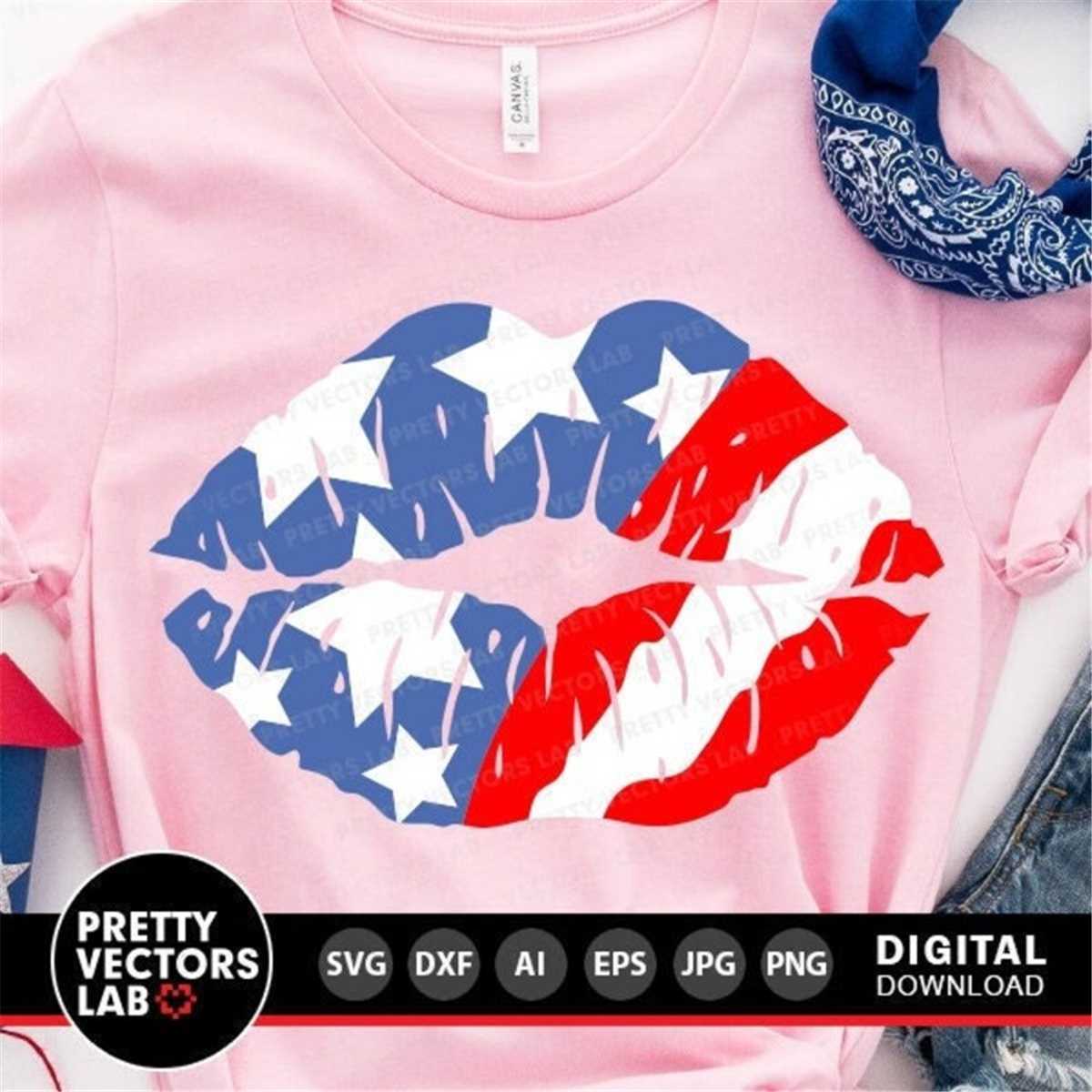 American Flag Lips Svg, Patriotic Svg, 4th of July Svg, Girl | Inspire ...