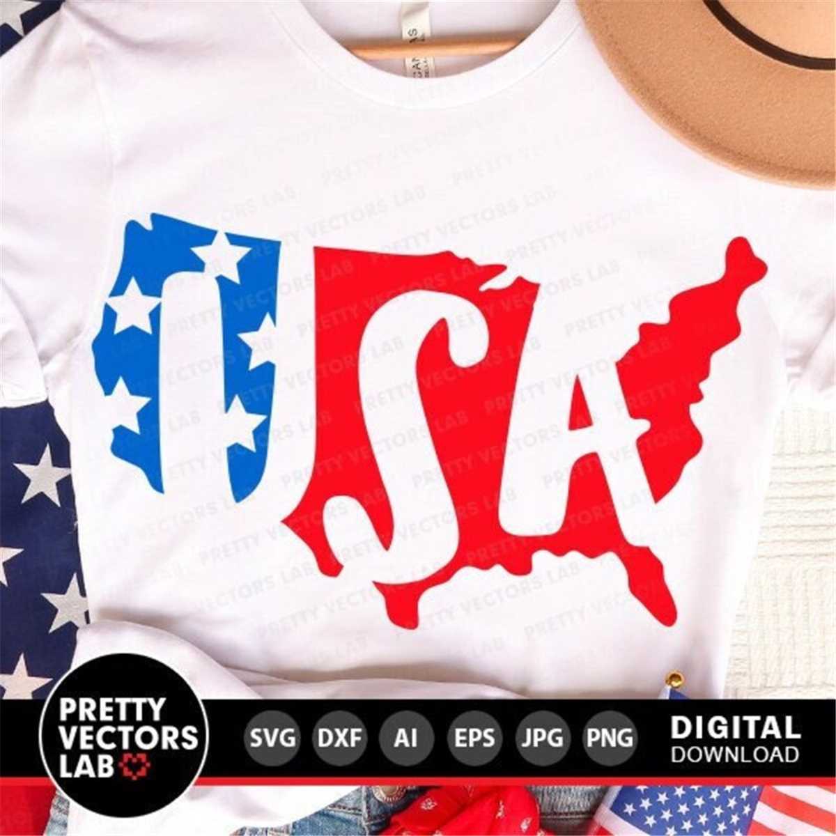 USA Map Svg, 4th of July Cut Files, Patriotic Svg, Dxf, Eps, | Inspire ...