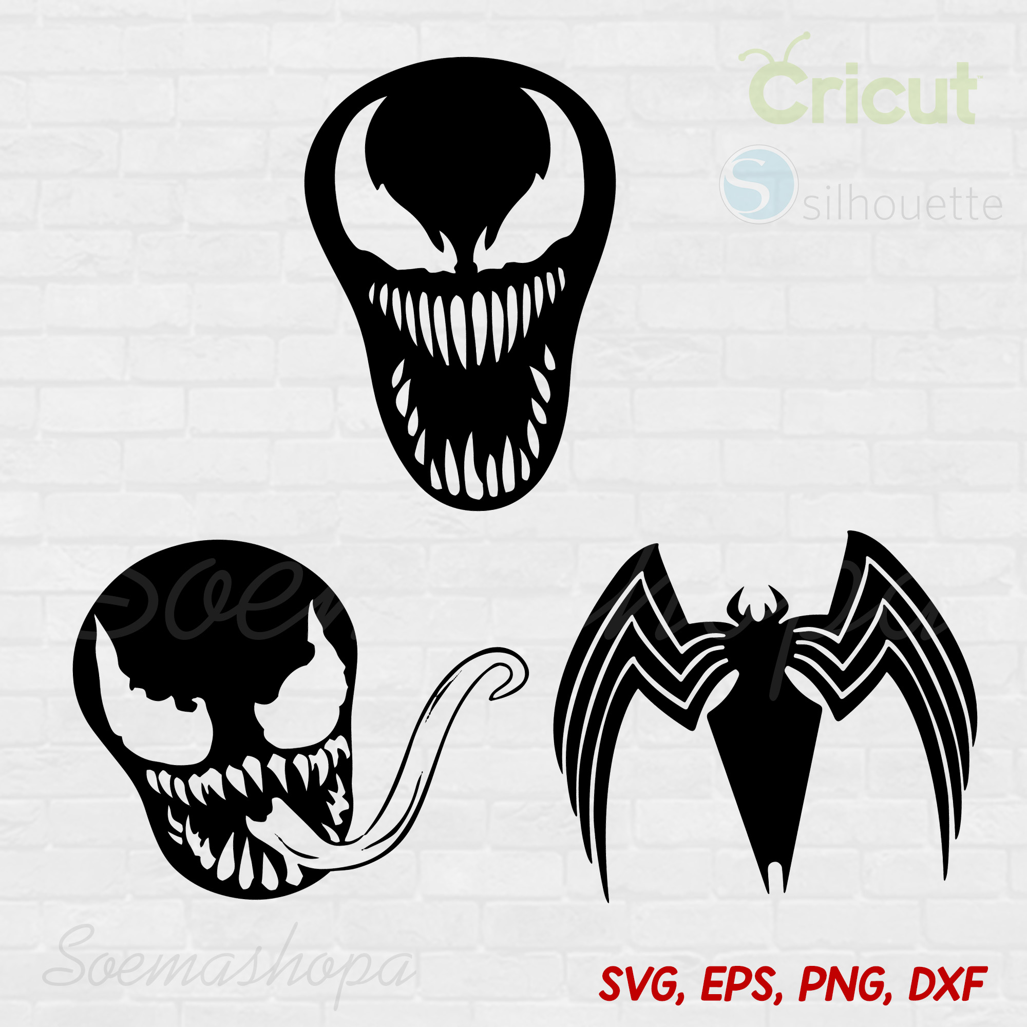 Black Venom Head SVG Printable and Compatible with Cricut an | Inspire ...