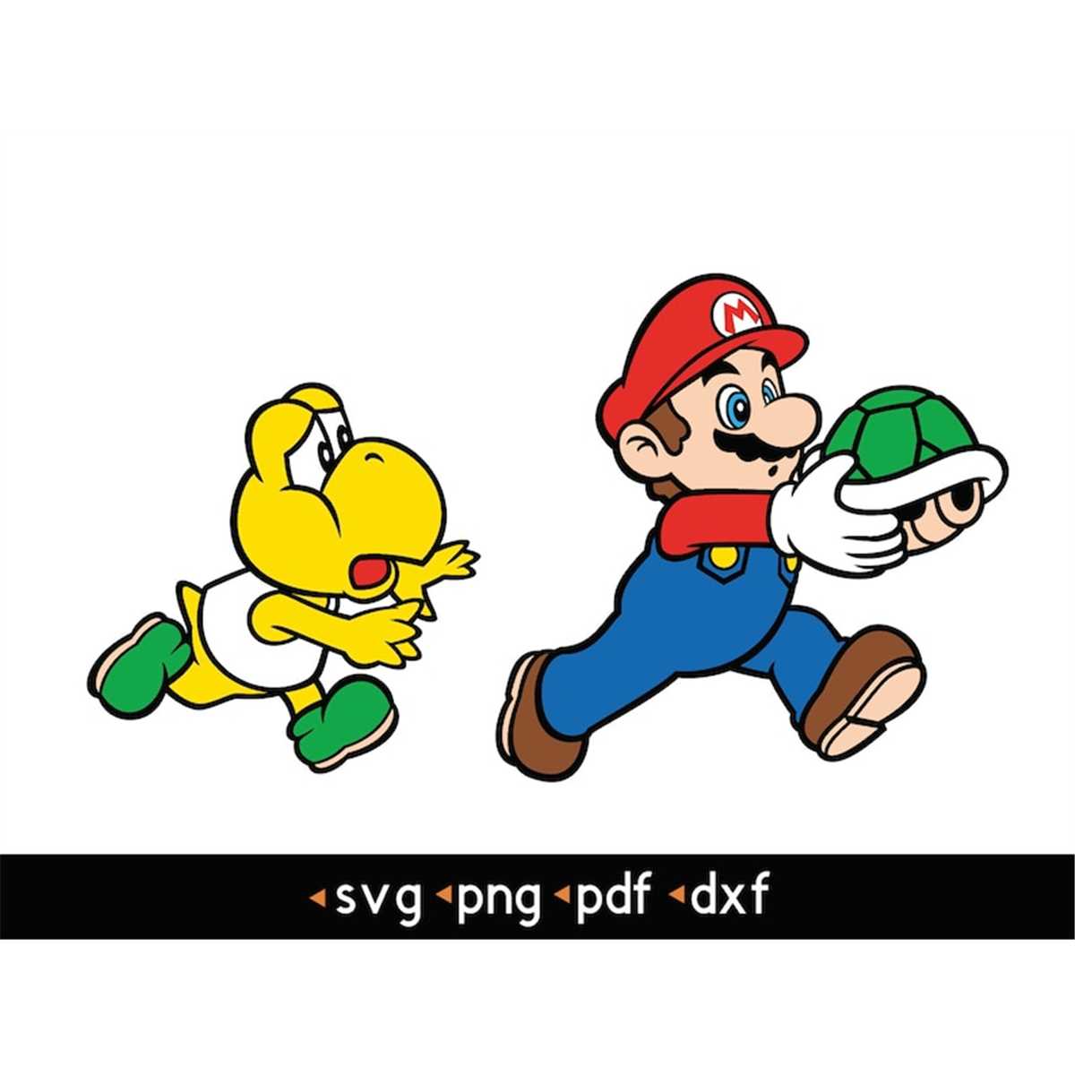 Mario and Koopa Troopa- 1 svg, png, pdf, dxf | Inspire Uplift