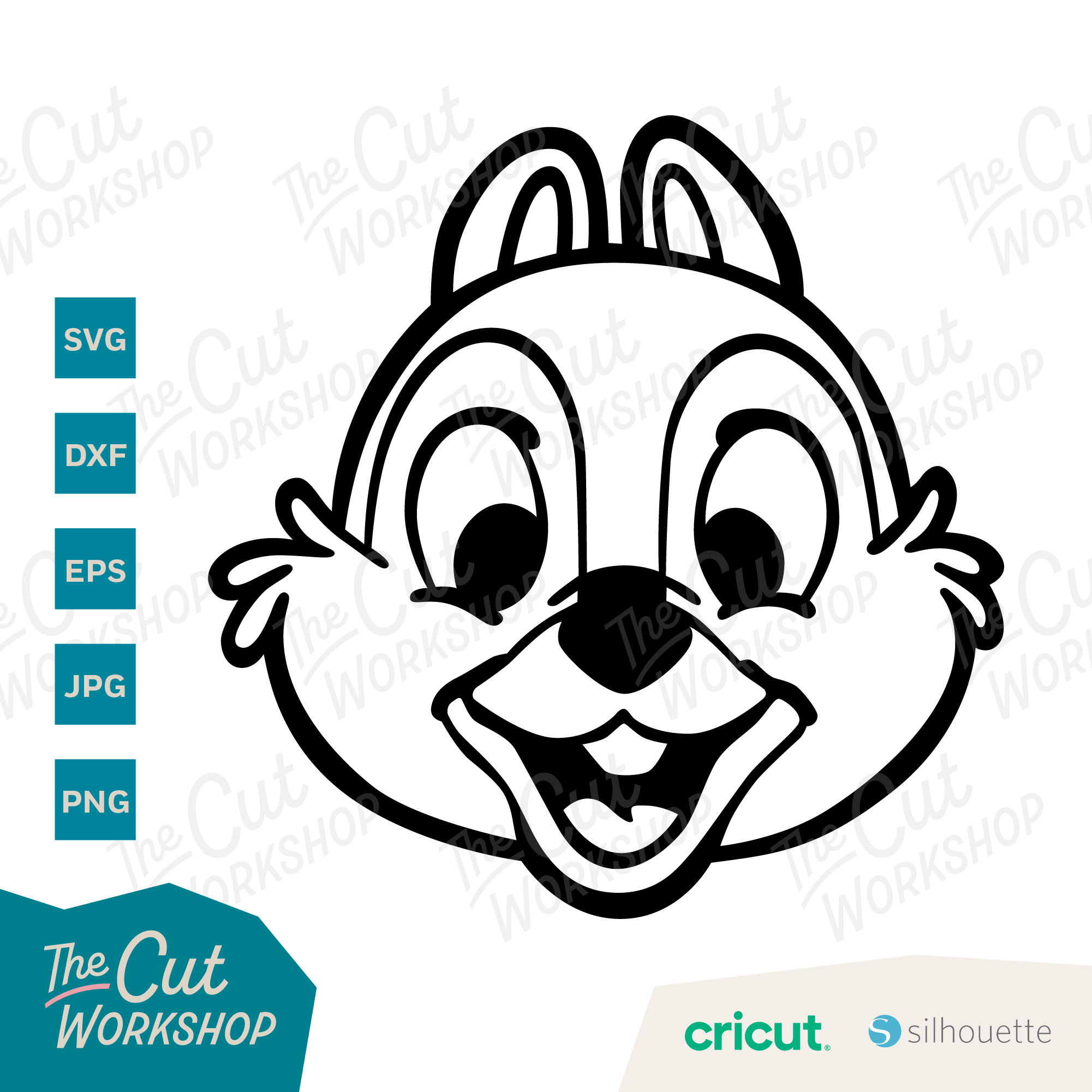 Chip Chipmunk Head Face Smiling Chip n Dale 1 Color and LAYE - Inspire ...