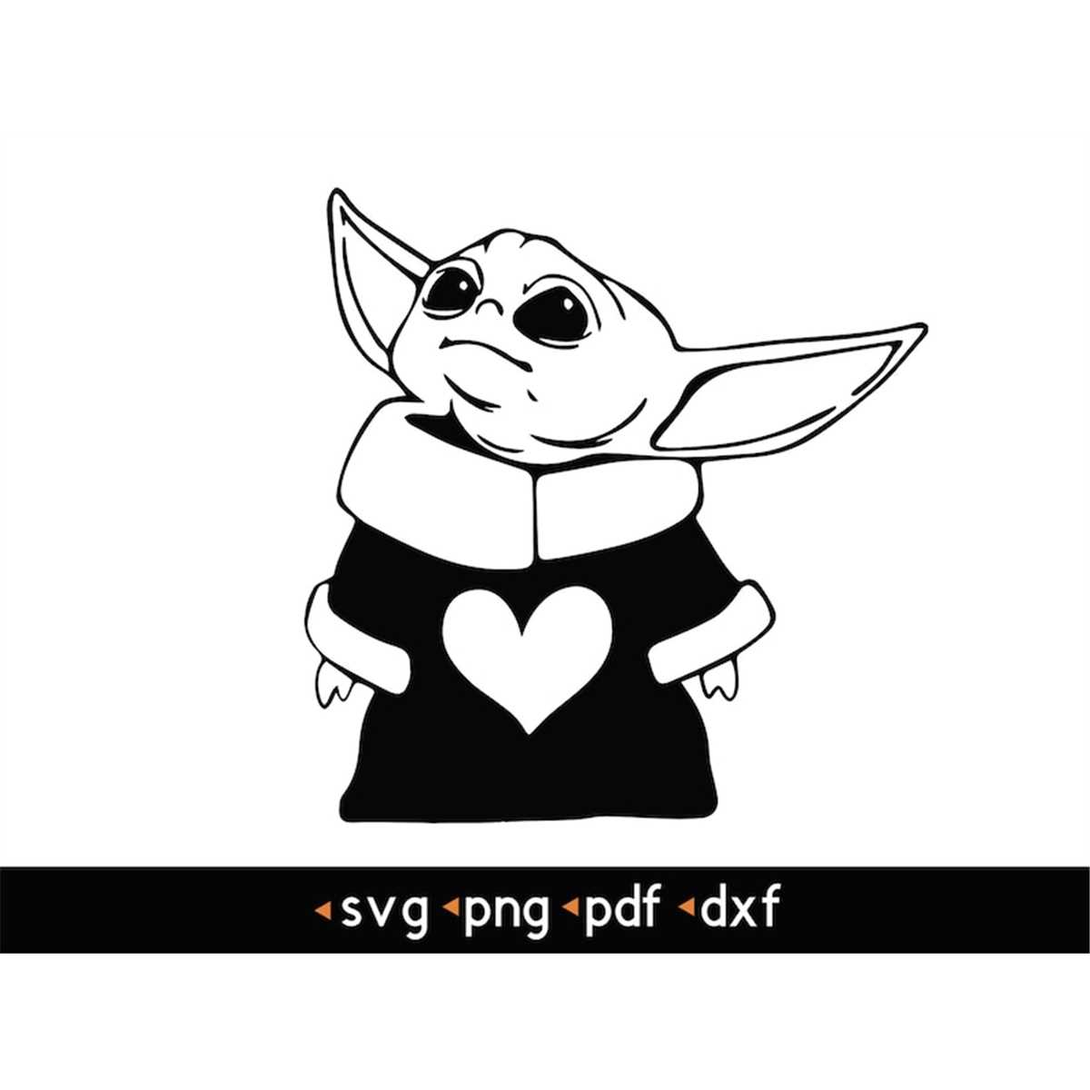Baby Yoda (transparent background)- 8 svg, png, pdf, dxf | Inspire Uplift