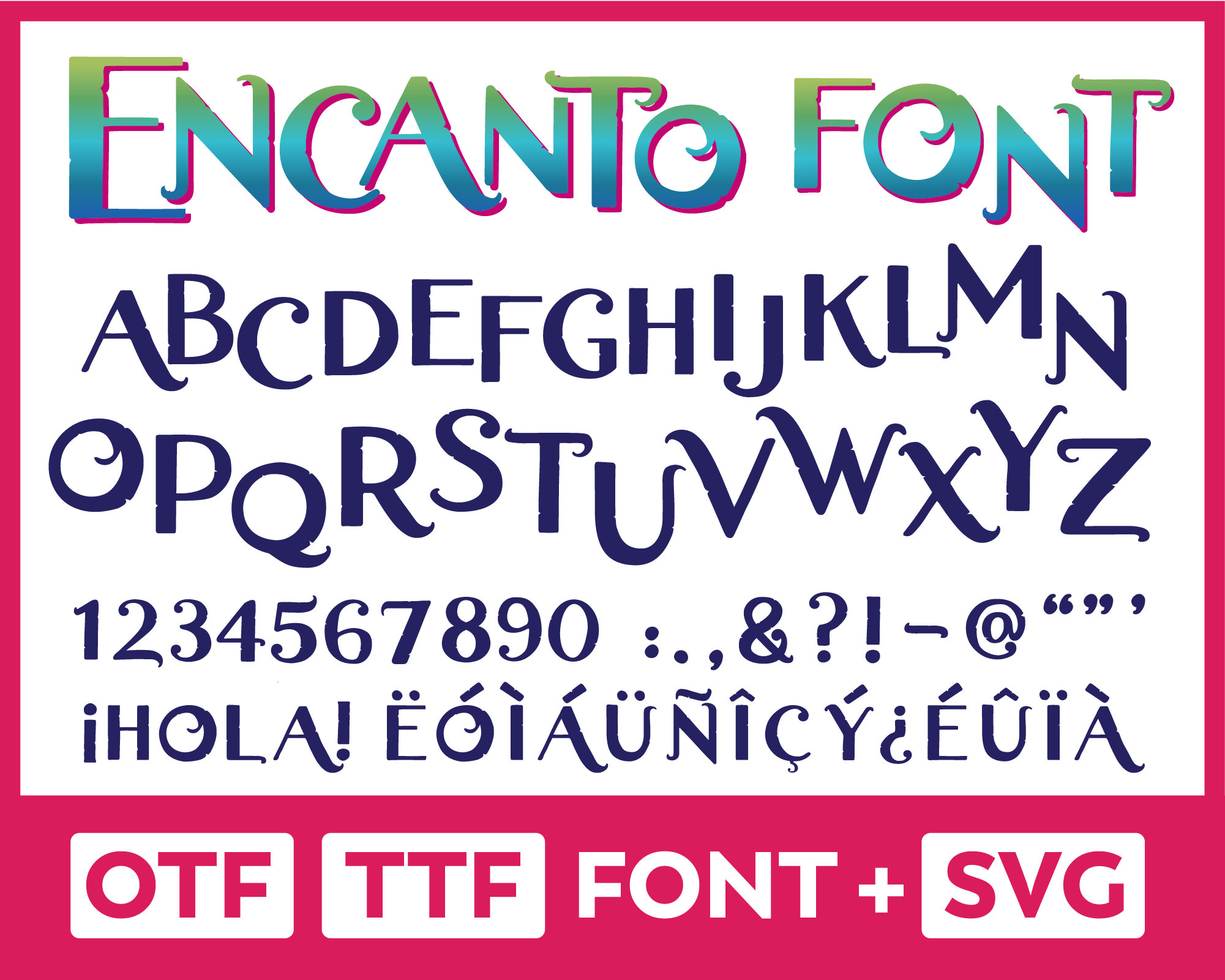 Encanto Font Alphabet OTF TTF SVG Digital Download Letters N | Inspire ...