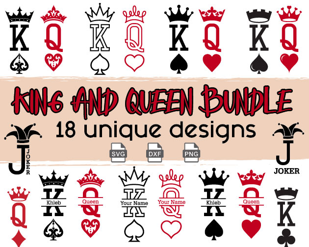 King and Queen SVG, Queen of Hears, Playing Cards Svg, Clubs - Inspire ...