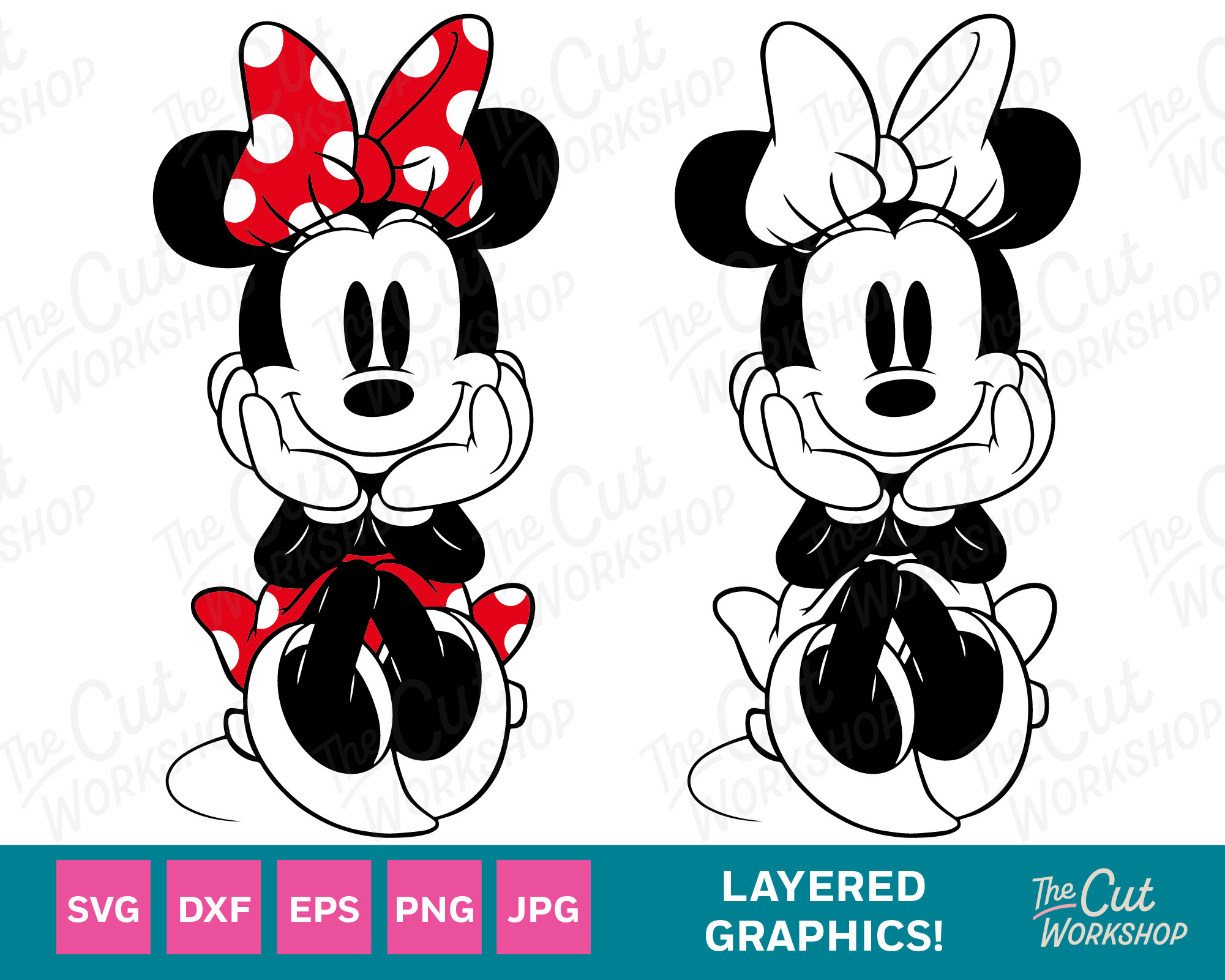 Minnie Mouse Vintage Cute Cuddly Sitting 2 3 color layered S | Inspire ...