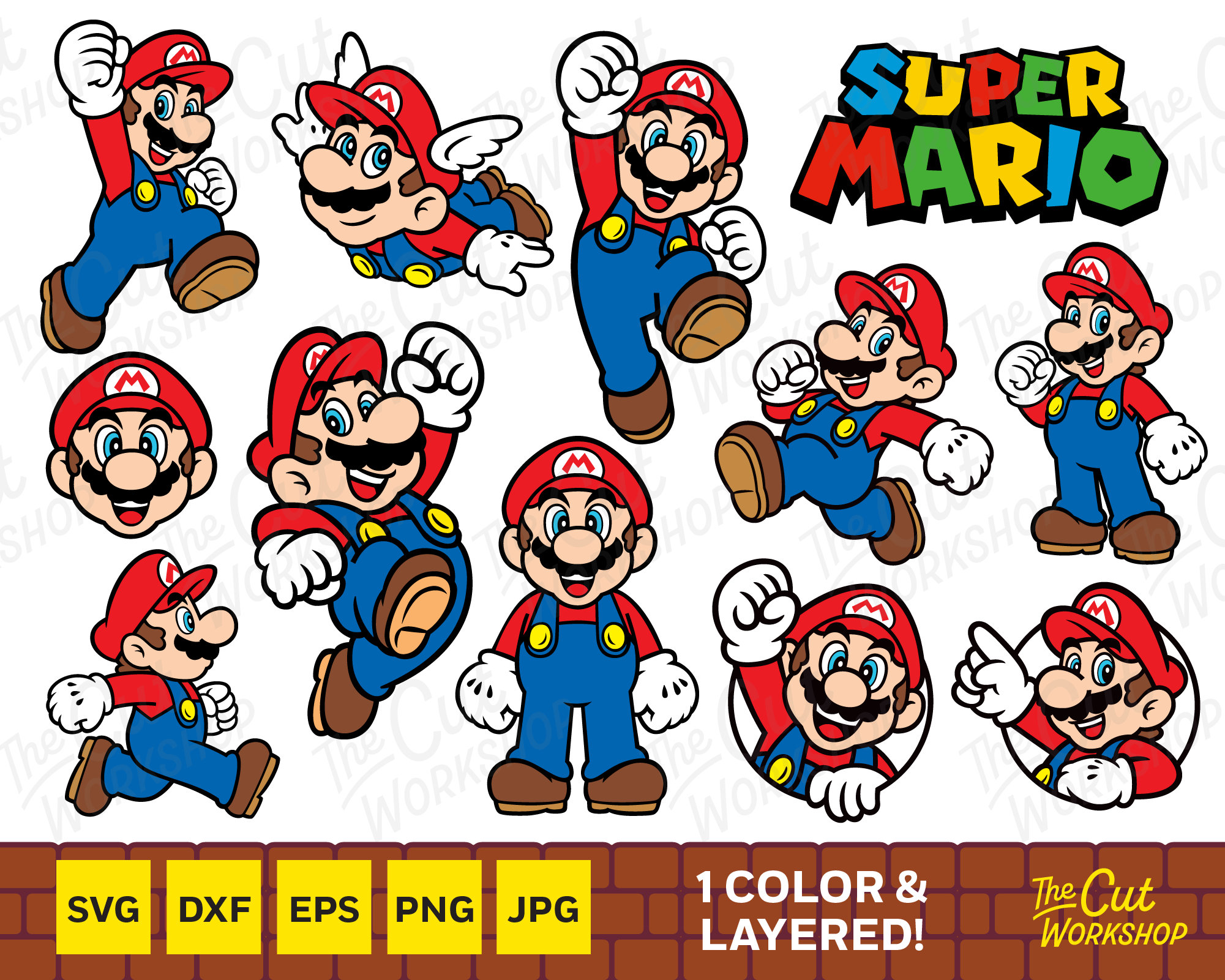 Super Mario Layered and One Color Jumping Running Fist BUNDL | Inspire ...