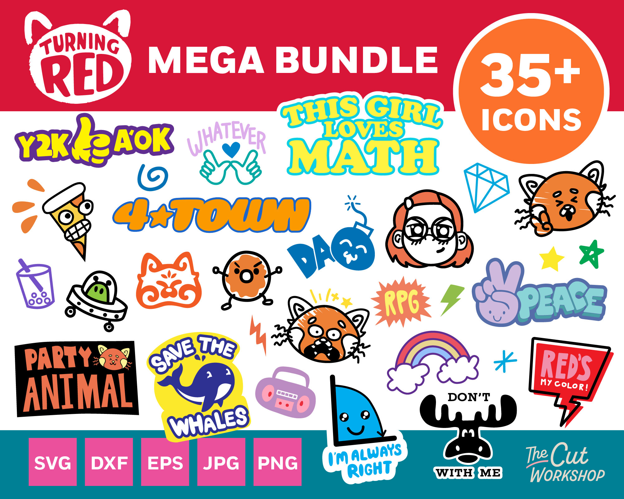 Turning Red Stickers MEGA BUNDLE Red Panda Mei Lee 35 Icons | Inspire ...