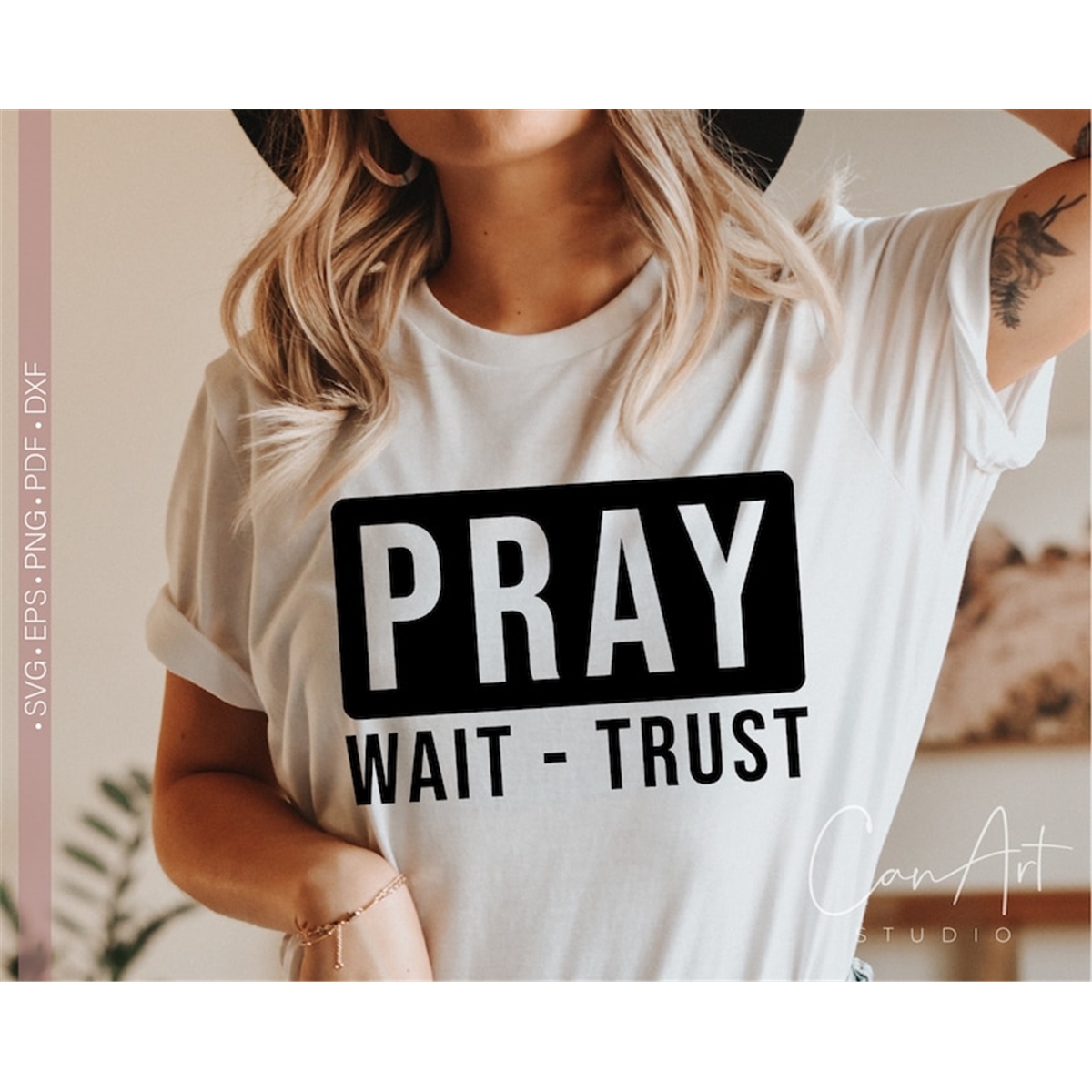 Pray Svg Png, Pray Wait Trust Svg, Trendy Christian Women Sh | Inspire ...