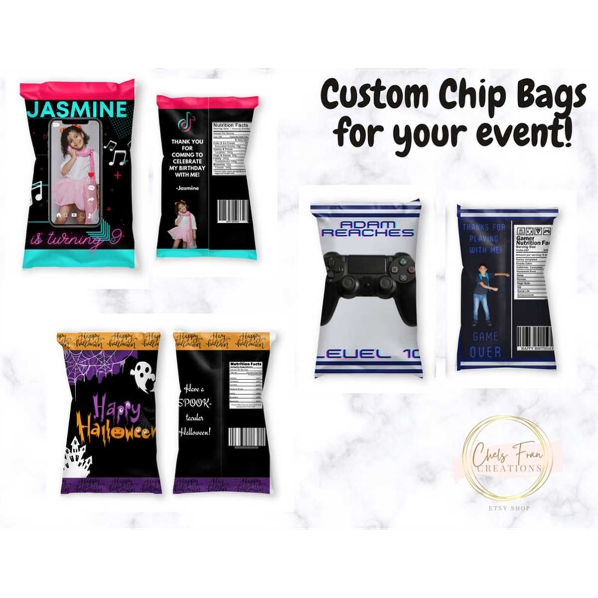 Customized Chip Bag Favors, Custom Bags, Personalized Chip B | Inspire ...