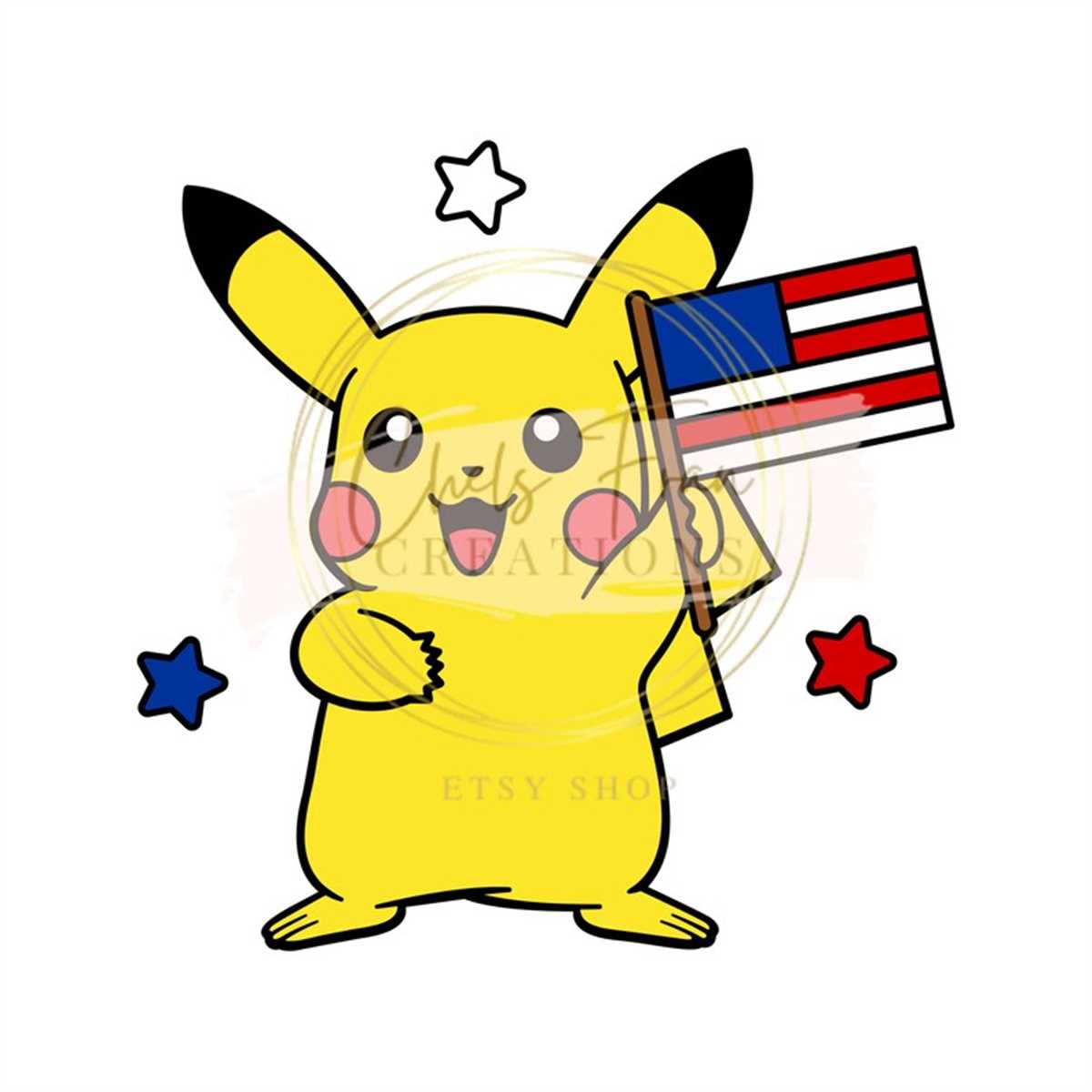 Patriotic 4th of July Pikachu DXF, SVG, PNG, eps Files Pokem | Inspire ...
