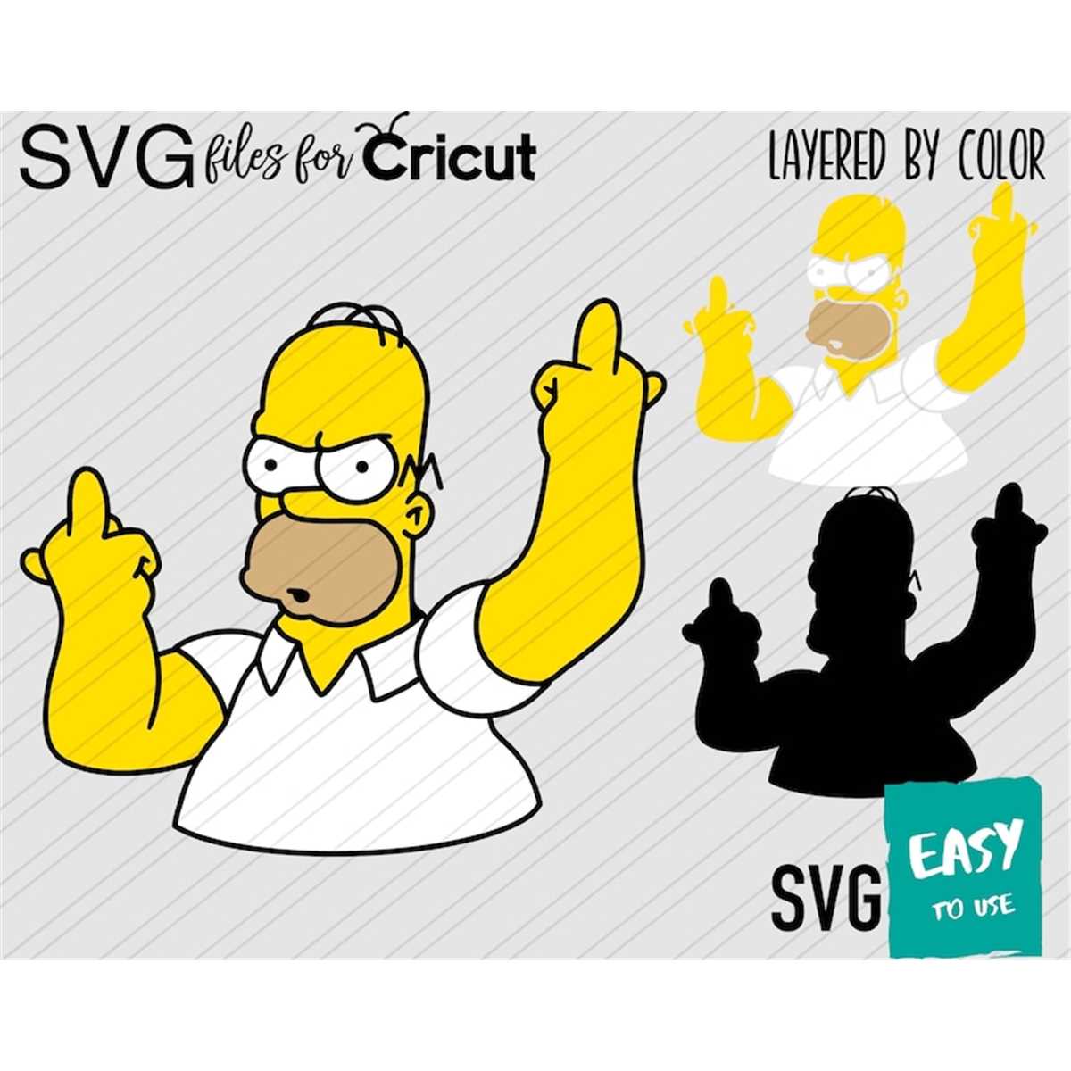 Evil Homer SVG, Cricut svg, Clipart, Layered SVG, Files for | Inspire ...
