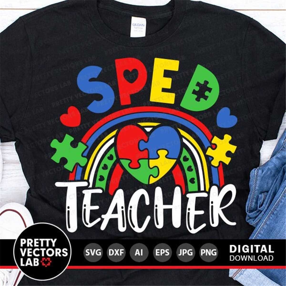 SPED Teacher Svg, Autism Teacher Cut Files, Rainbow Svg, Dxf | Inspire ...