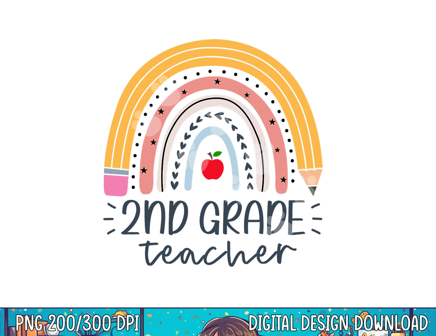 Second Grade Teacher Boho Rainbow 2nd Grade Teacher Womens | Inspire Uplift