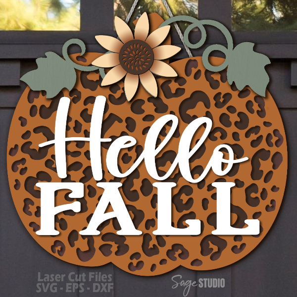 Hello Fall SVG | Laser Cut Files | Leopard Print Pumpkin SVG | Inspire ...