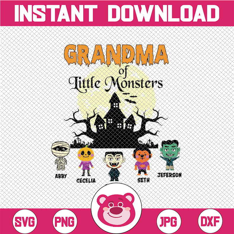Personalized Name Grandma's Little Monsters Png, Halloween P - Inspire ...