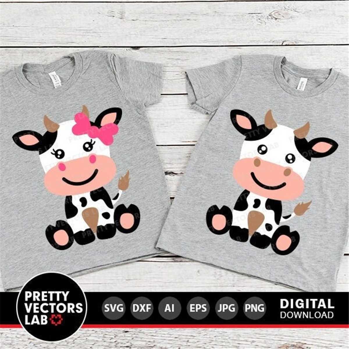 Cow Svg, Boy and Girl Cow Cut Files, Farm Animal Svg, Dxf, E | Inspire ...