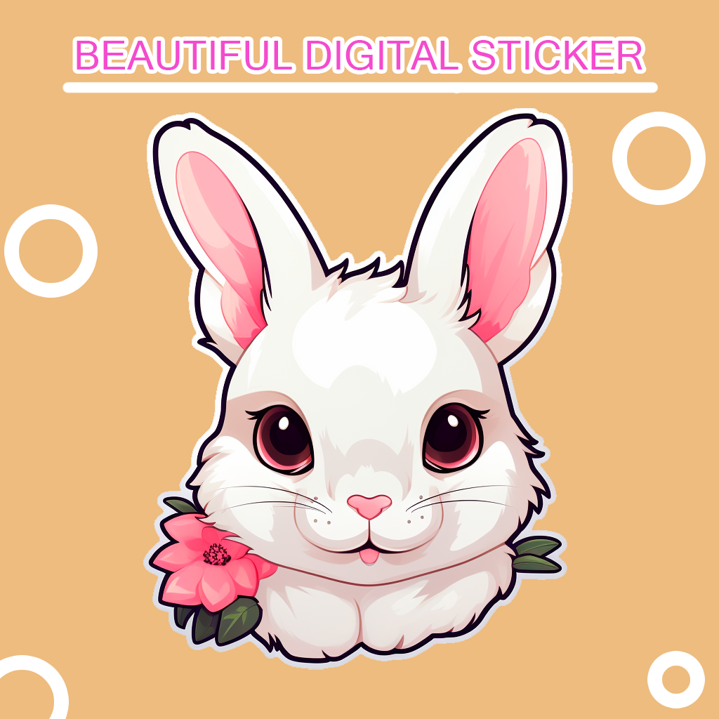 Stickers of cute bunny, digital sticker - Inspire Uplift