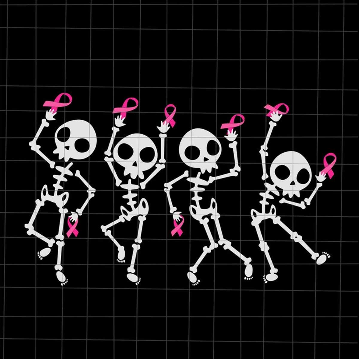 Skeletons Ribbon Breast Cancer Awareness Svg, Ribbon Dancing - Inspire ...