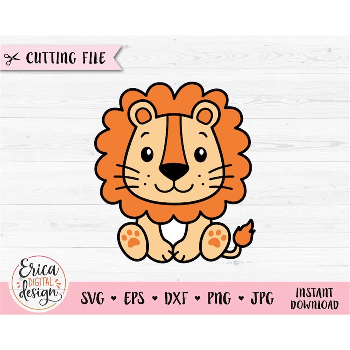 Lion SVG Cute sitting lion layered cut file Cricut Silhouett | Inspire ...