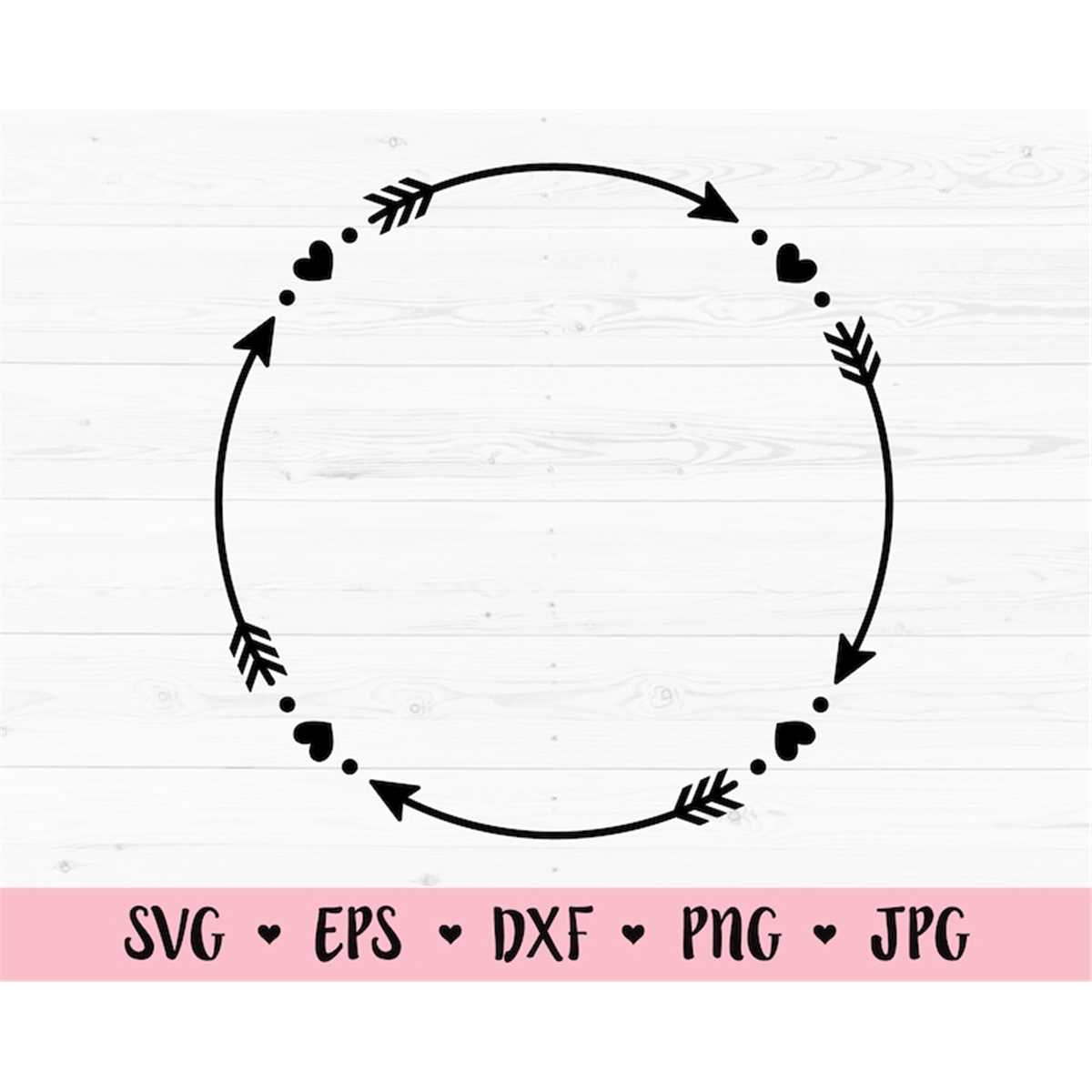 Arrow Circle SVG Arrows with hearts cut file Monogram frame | Inspire ...