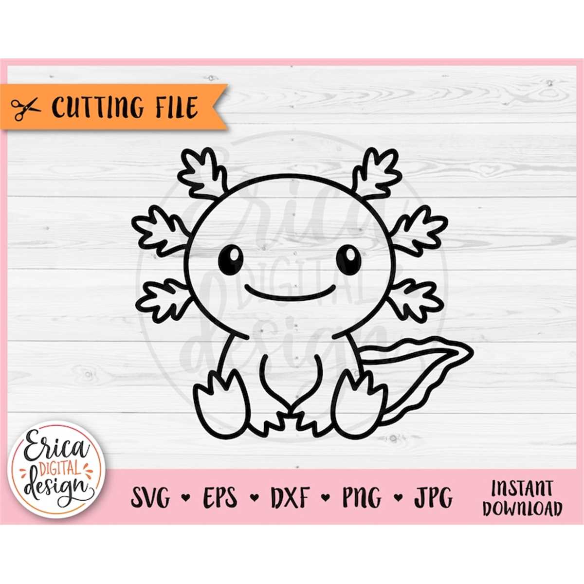 Cute Sitting Axolotl outline SVG cut file for Cricut Silhoue | Inspire ...