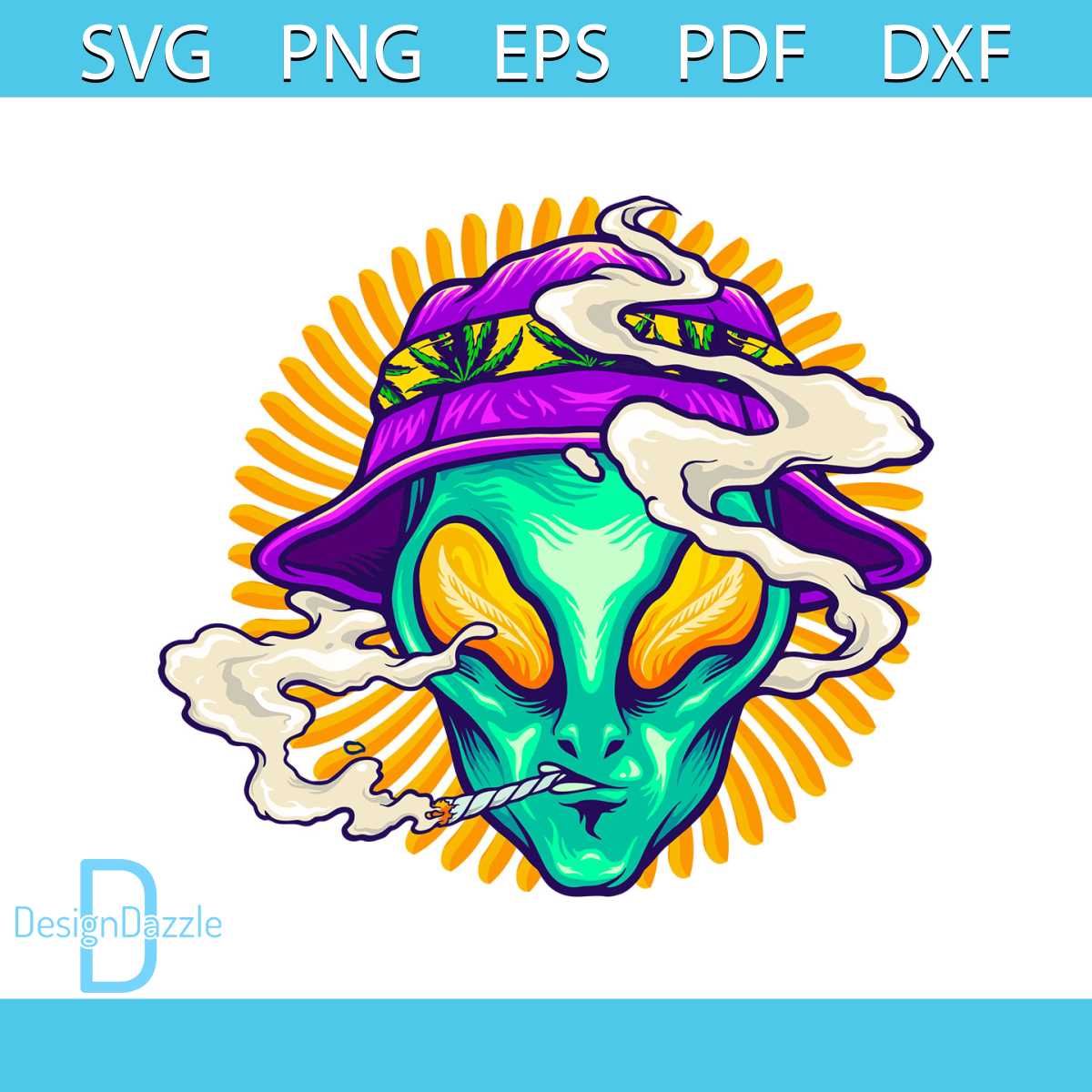 Alien Weed Smoking Summer Holiday Svg, Cannabis Svg, Alien W | Inspire ...