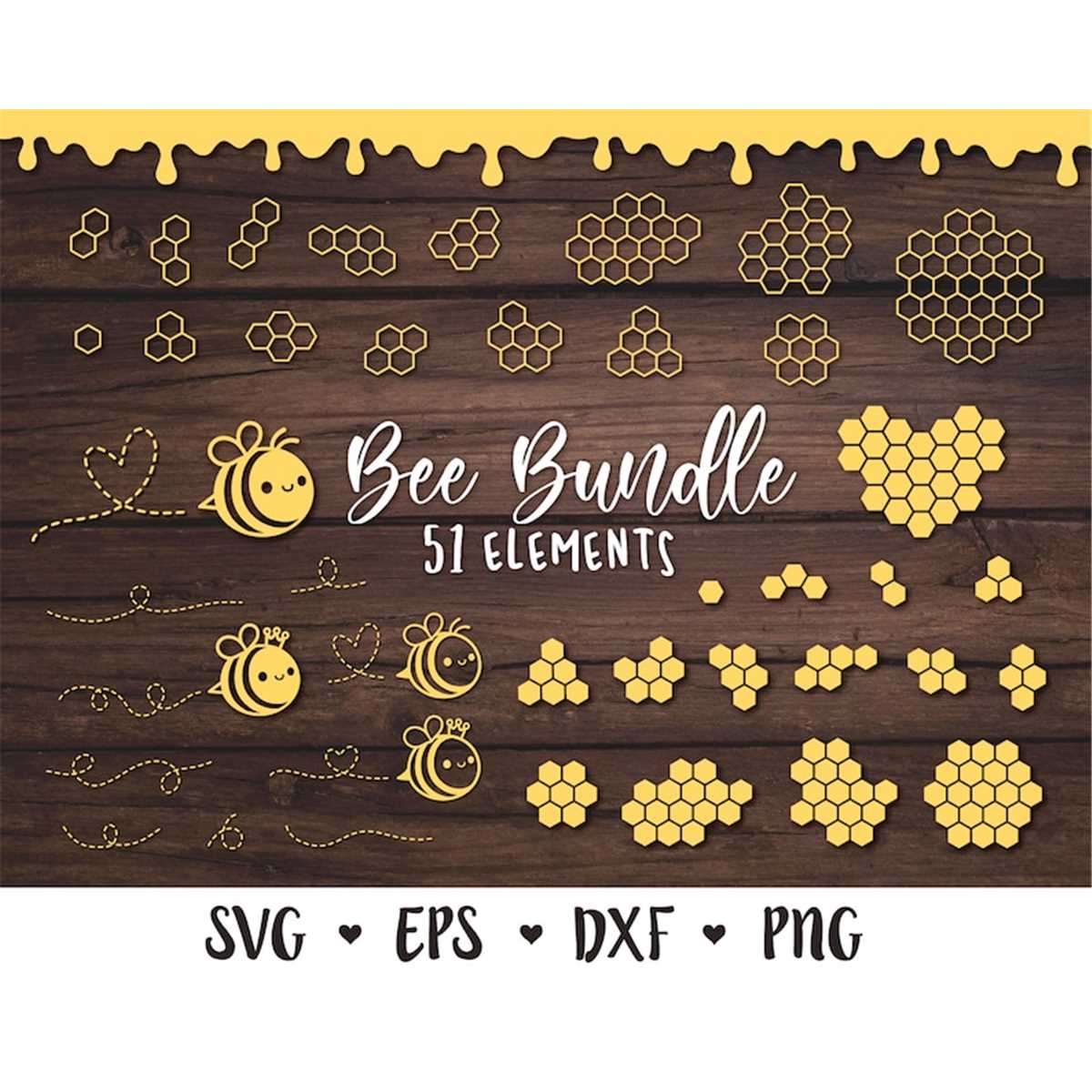 Bee SVG Bundle Honeycomb svg Cute bumble bee Honeycomb patte | Inspire ...