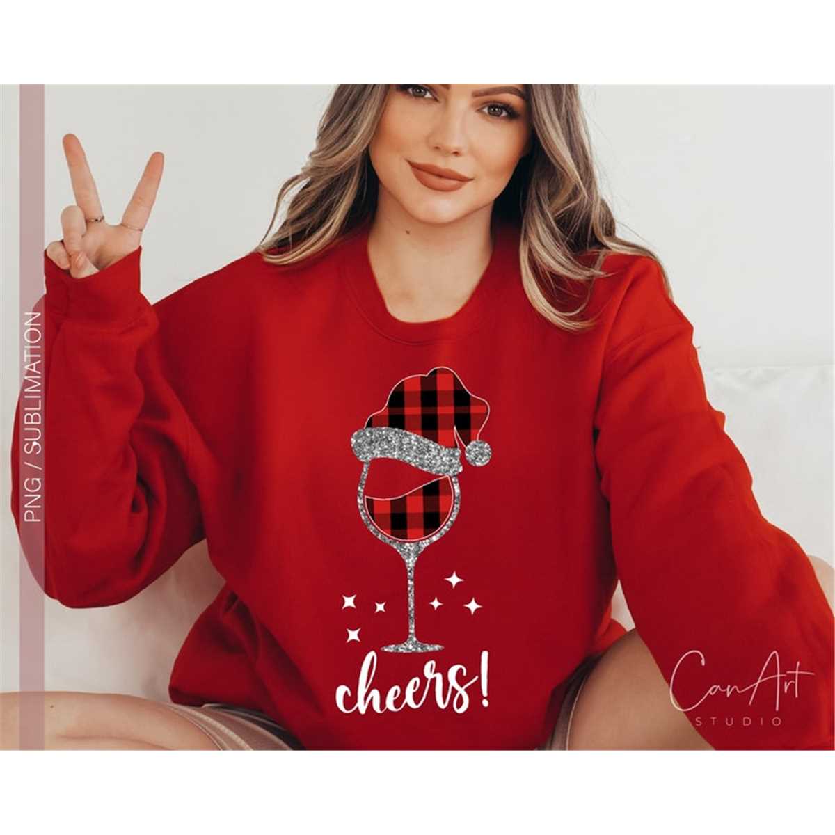 Cheers Wine Glass PNG, Santa Hat Png, Cheer PNG, Christmas P | Inspire ...