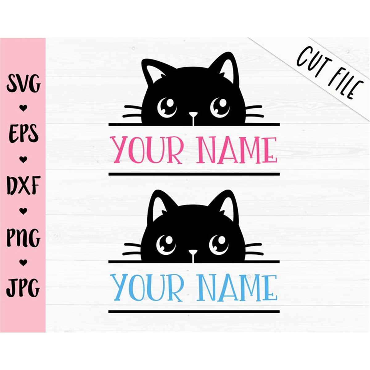 Cat Split Monogram Frame SVG Cute cat Name Label cut file Bl - Inspire ...