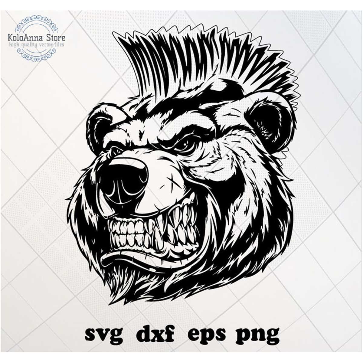 bear svg, grizzly bear svg, mohawk svg, bear mohawk svg, gri | Inspire ...