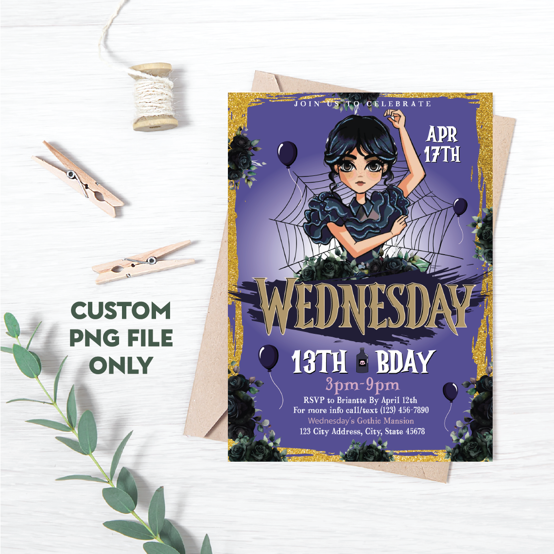 Personalized File Wednesday Birthday Invitation Party Invite | Inspire ...