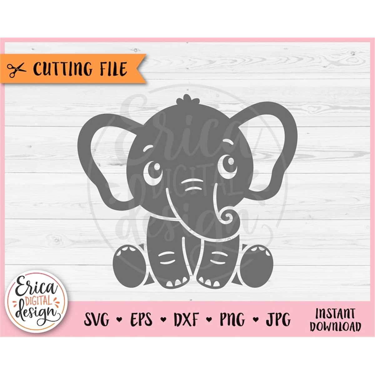 Baby Elephant SVG Cute Elephant cut file Cricut Silhouette J - Inspire ...