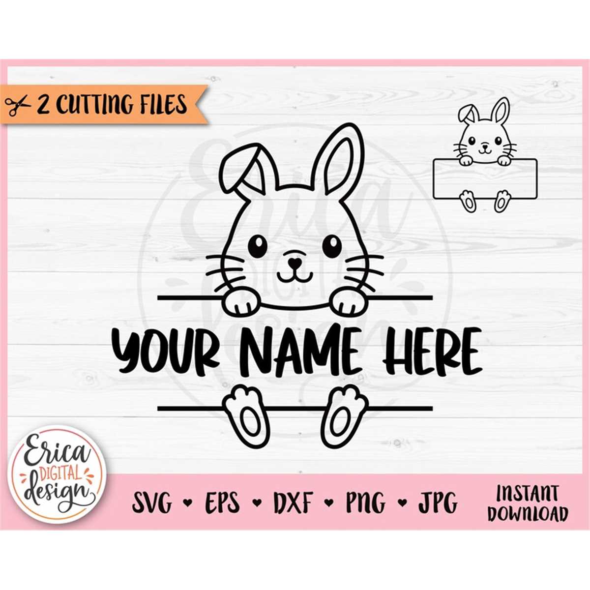 Bunny Name Frame SVG cut file Cricut Silhouette Split Monogr | Inspire ...