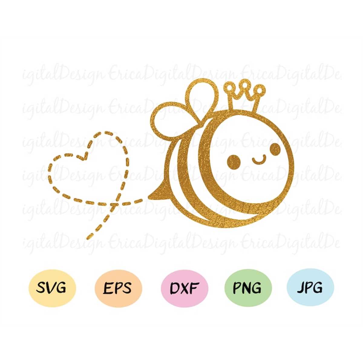 Queen Bee SVG Cute bee crown cut file Kawaii Honeybee Spring | Inspire ...