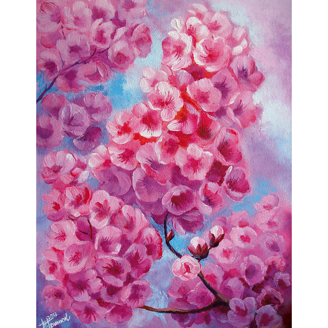 Pink sakura Cherry blossom wall art Original acrylic paintin | Inspire ...