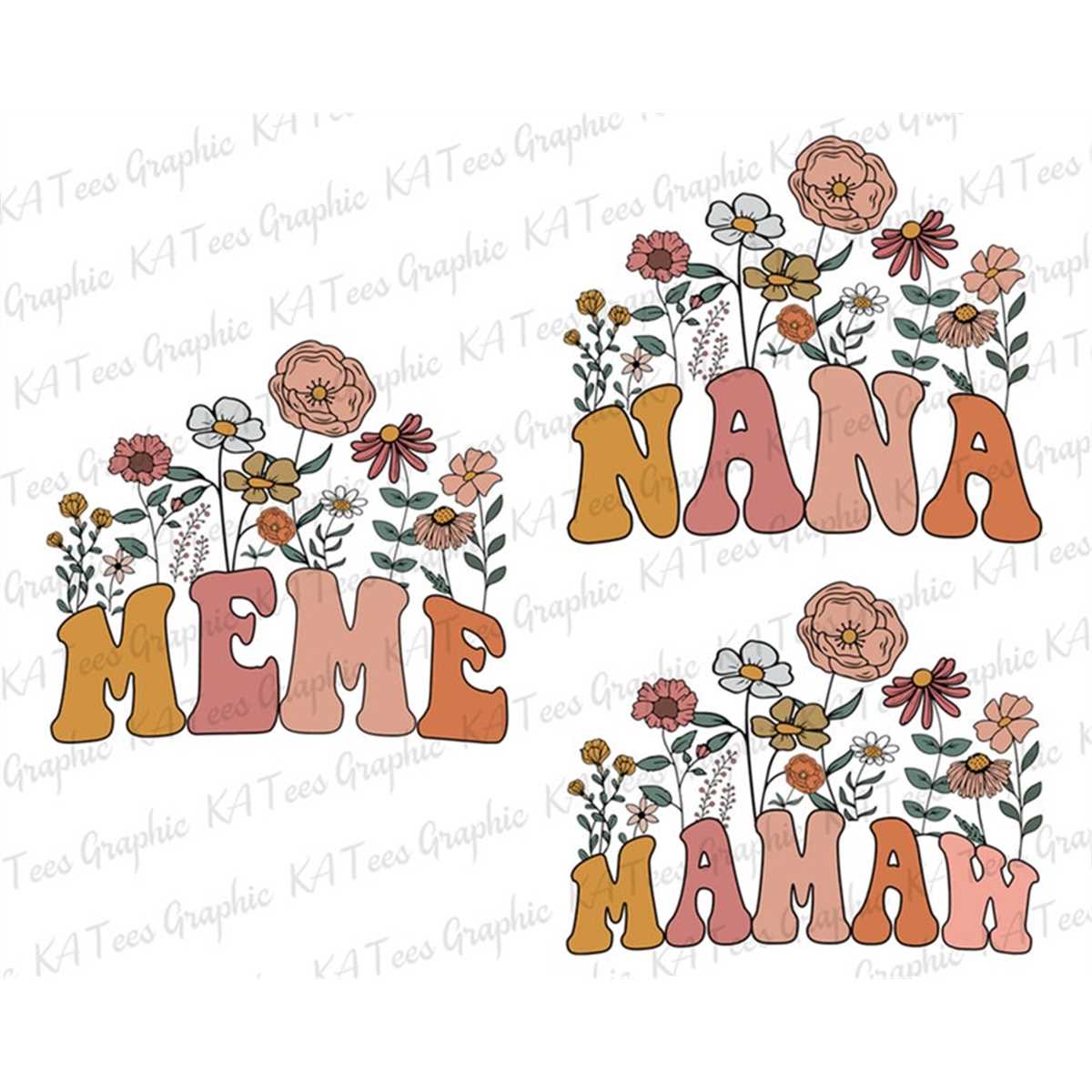 Bundle Floral Meme PNG, Retro Nana Png, Mamaw Flower Png, Mo | Inspire ...